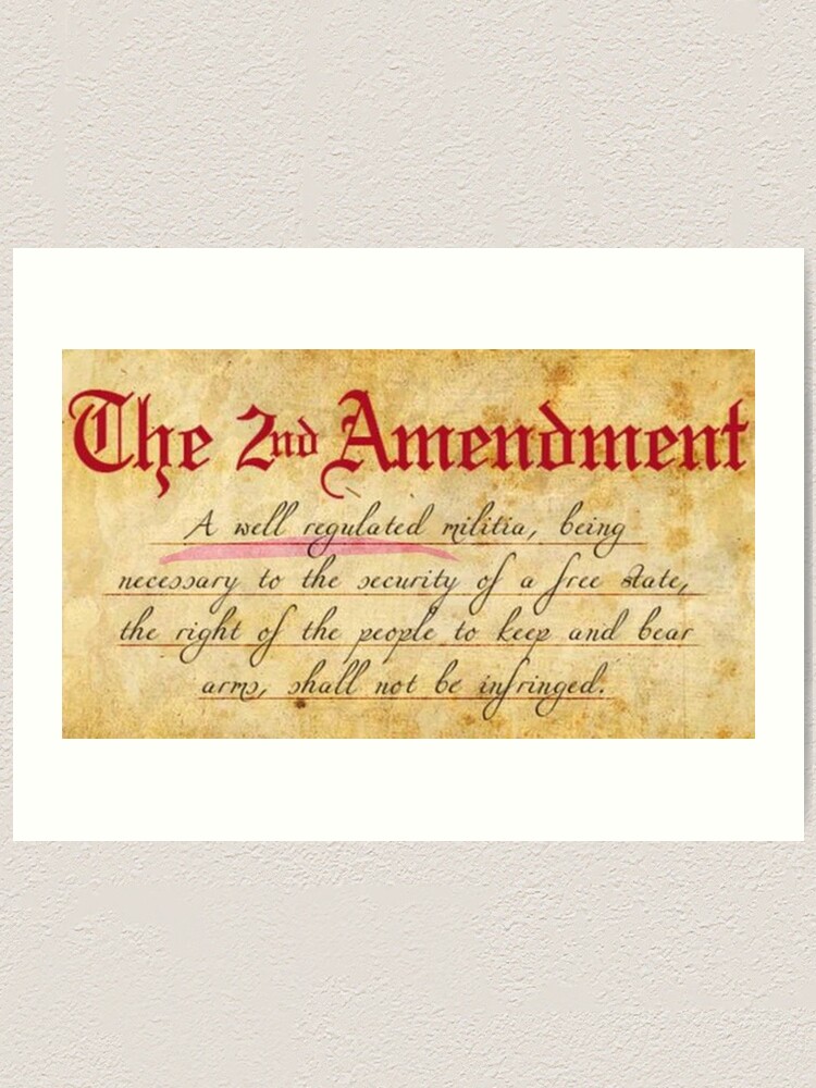 "The 2nd Amendment vintage retro scroll 1791 United States Constitution ...