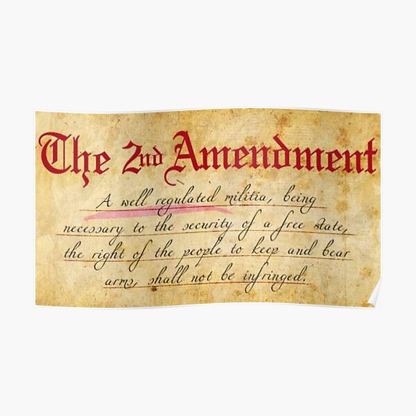"The 2nd Amendment vintage retro scroll 1791 United States Constitution ...