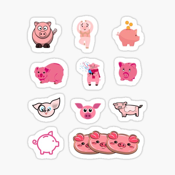 "National Pig Day Sticker Pack " Sticker for Sale by Tatt-Hooligans ...