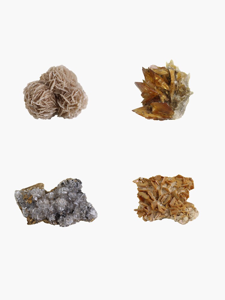 "Mineral 4 Pack - Desert Rose, Selenite, Wulfenite, Siderite" Sticker ...