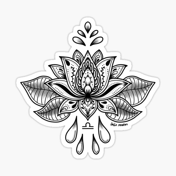 "lotus flower with libra sign" Sticker by inesmatos | Redbubble