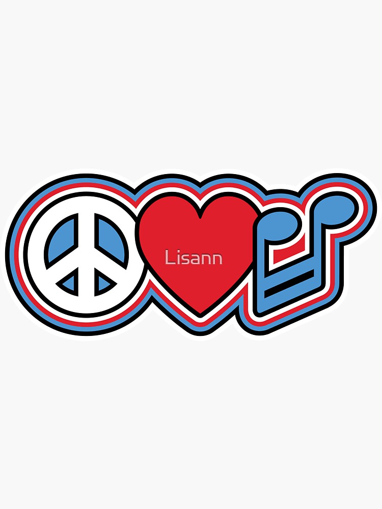 Peace Love Music Symbols Sticker For Sale By Lisann Redbubble
