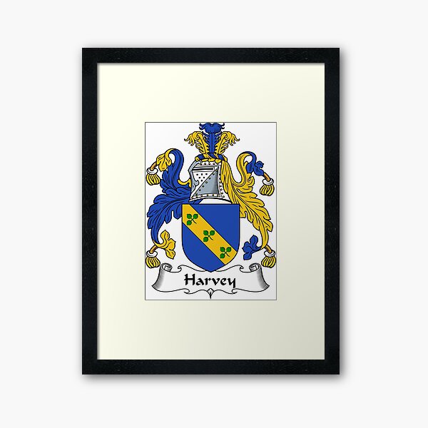 "Harvey Coat of Arms / Harvey Family Crest" Framed Art Print for Sale ...