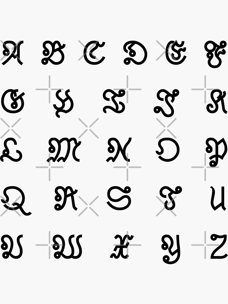 "Goth emo alphabet (uppercase)" Sticker for Sale by SugarDesign | Redbubble
