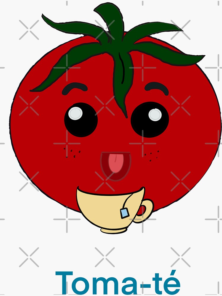 "Cute Cartoon Tomato Toma-Té Spanish Pun Biligual " Sticker for Sale by ...