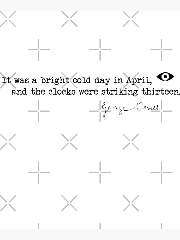 " Classic first line of 1984 by George Orwel." Tote Bag for Sale by ...