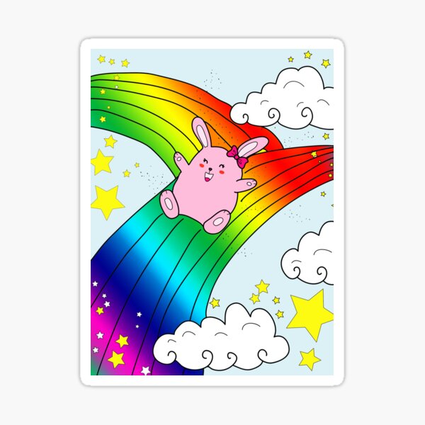 "BUNNY ON ?RAINBOW " Sticker for Sale by HALFPIE | Redbubble