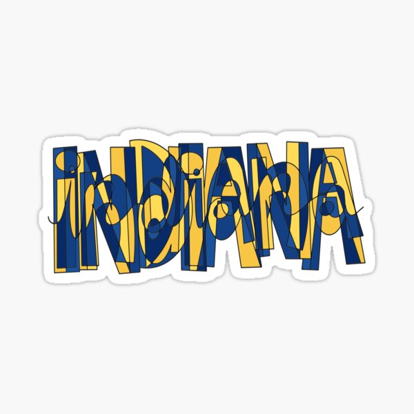 "Blue and Yellow Indiana Word Doodle" Sticker for Sale by klaireep ...