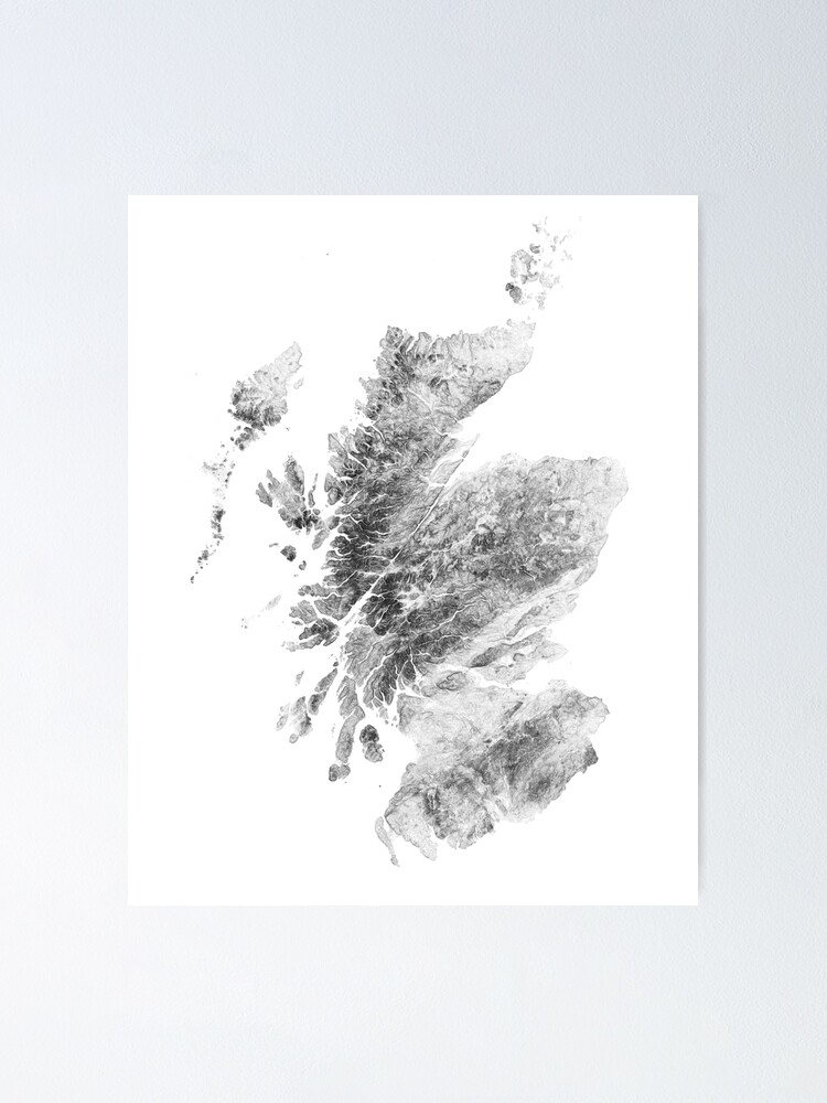 "Scotland - Black and White Map" Poster by nnmaps | Redbubble