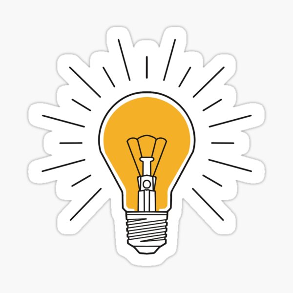 "yellow lightbulb with rays" Sticker by weilertsen | Redbubble