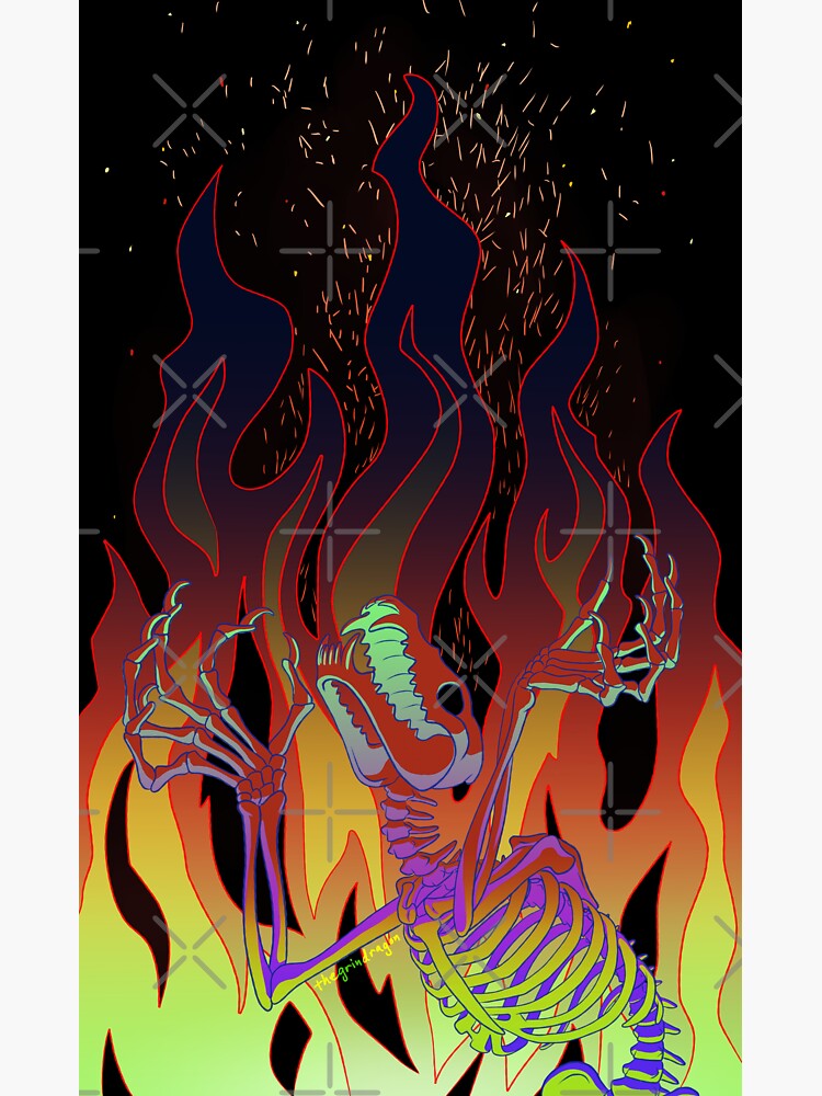 "Burning Skeleton" Sticker by TheGrinDragon | Redbubble