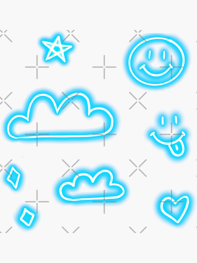 "blue neon aesthetic tumblr " Sticker for Sale by mariahmdesign | Redbubble