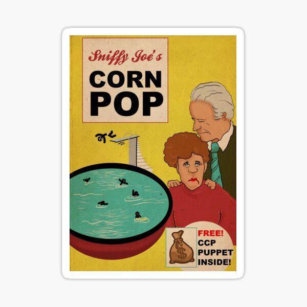 "Sniffy Joe Biden's Cornpop! cerial (vintage edition)" Sticker for Sale ...