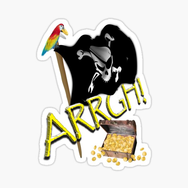 "Pirate Flag with Treasure Chest - ARRGH! " Sticker by Gravityx9 ...