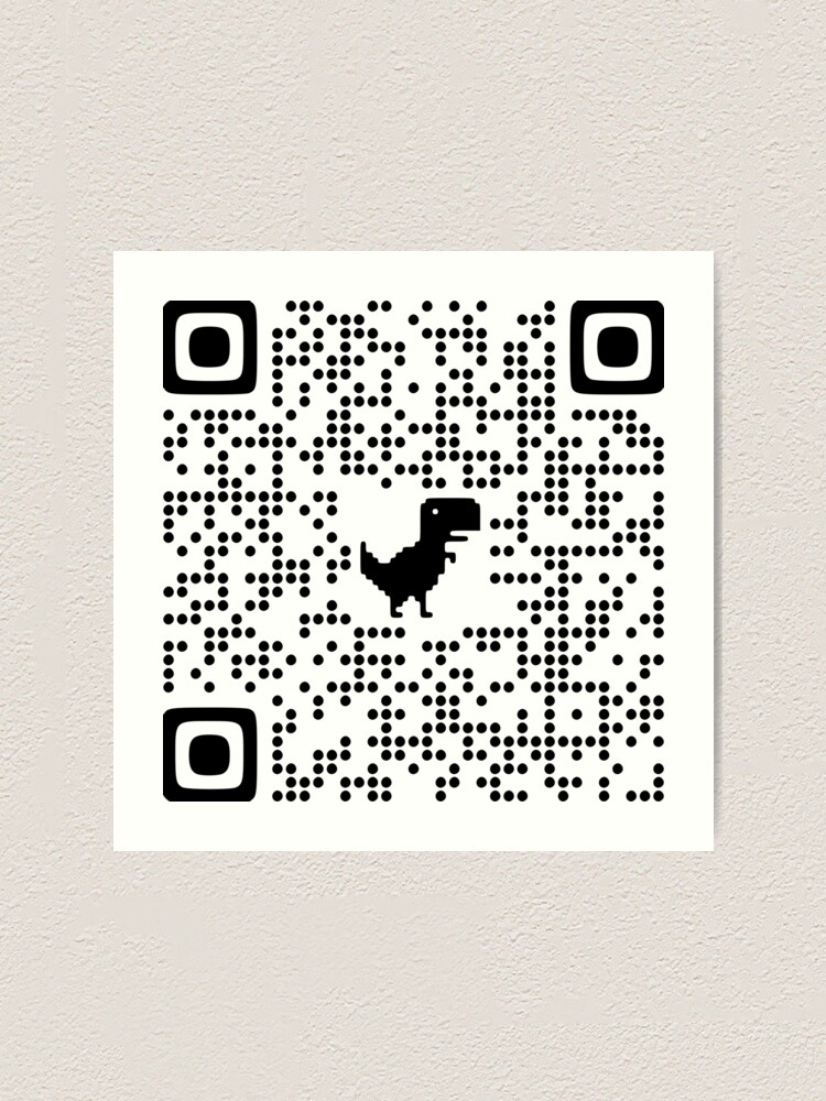 "Rick Roll QR Code - Cute Chrome Dinosaur Version" Art Print by Dator ...