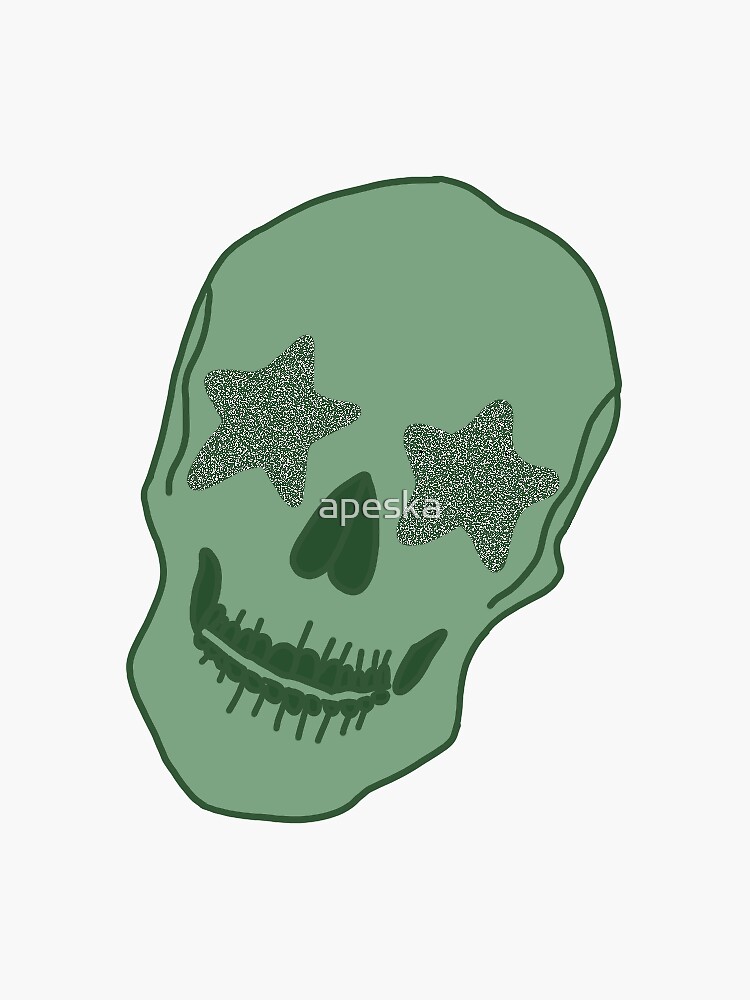"Sage green skull" Sticker by apeska | Redbubble