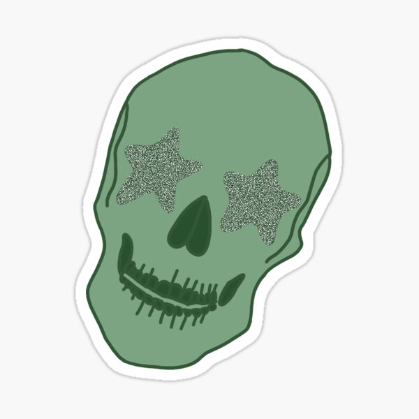 "Sage green skull" Sticker by apeska | Redbubble