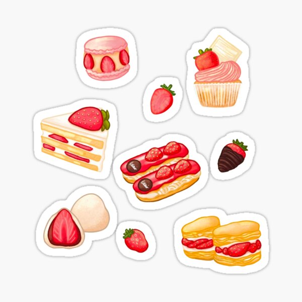 "strawberry sticker pack" Sticker for Sale by kiwimornings | Redbubble