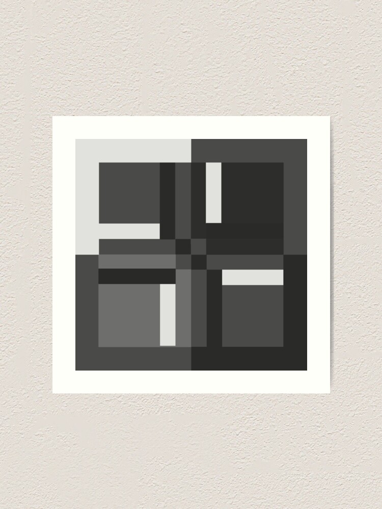 "Black and White Color Block Geometric Pattern 02" Art Print for Sale ...