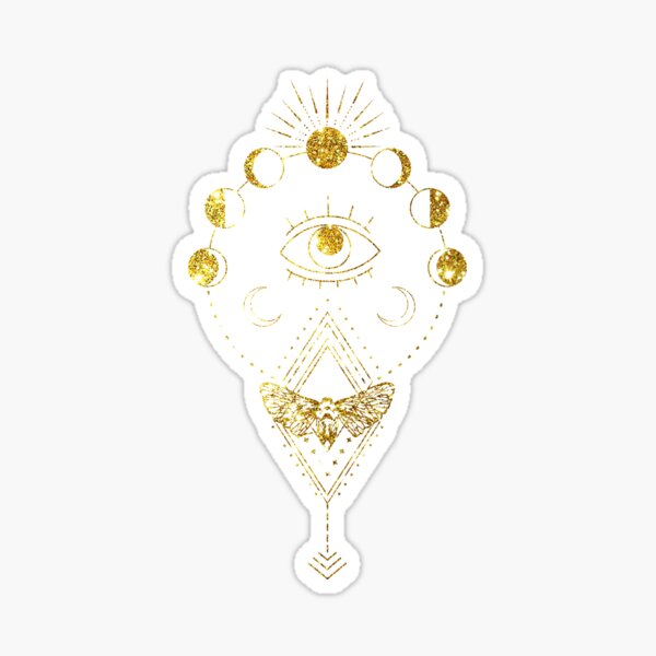 "Gold Triple Moon Goddess Design with Moon Phases, All Seeing Eye, and ...