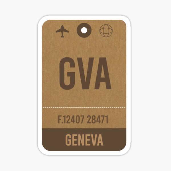 "Geneva Airport Vintage Luggage Tag, Switzerland" Sticker by ...