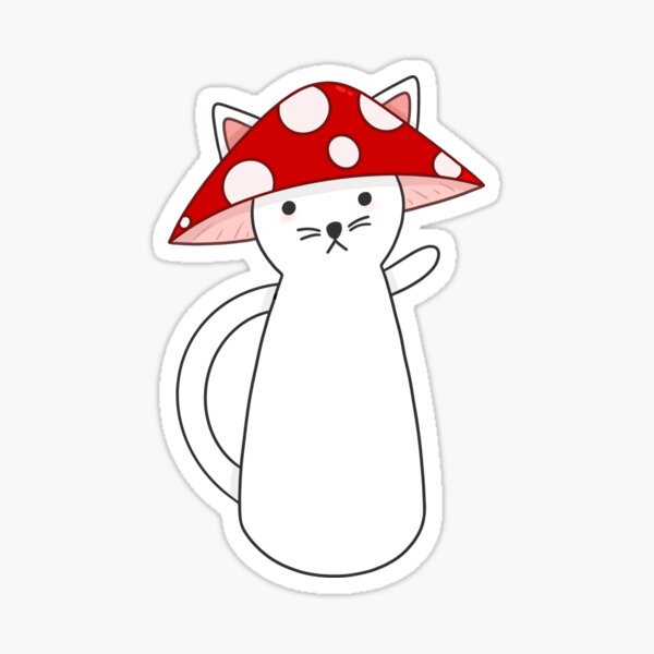 "Mushroom cat" Sticker for Sale by Maja-Straadt | Redbubble