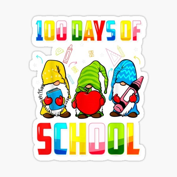 "Happy 100th Day Of School Three Gnomes Virtual Teachers Kids" Sticker ...