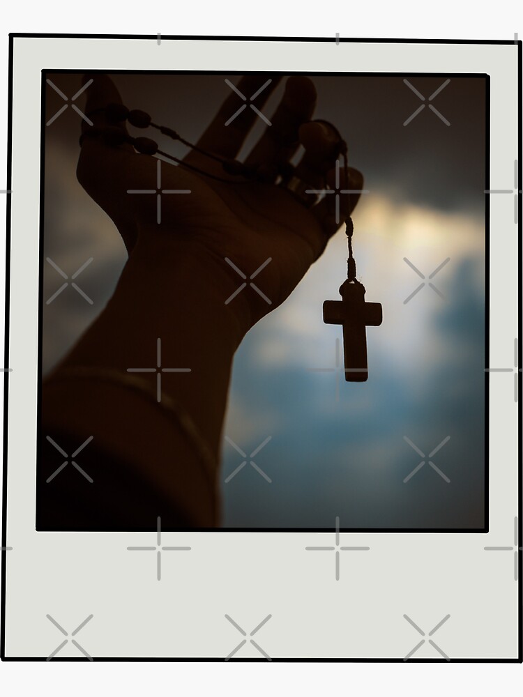 "polaroid with christian cross" Sticker by road-to-faith | Redbubble