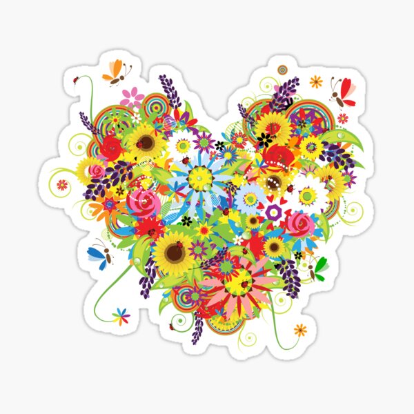 "Floral Heart" Sticker by Helion3 | Redbubble