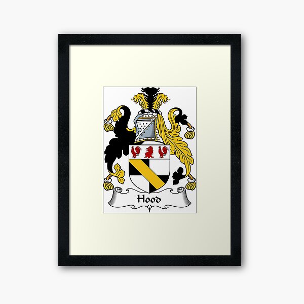 "Hood Coat of Arms / Hood Family Crest" Framed Art Print for Sale by ...
