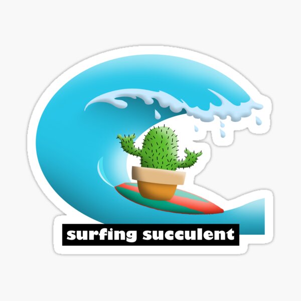 "Cactus surfing the big wave" Sticker for Sale by Xdelacra | Redbubble
