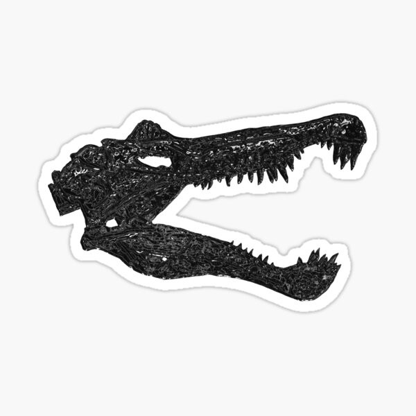 "Spinosaurs Skull Chrome Tar Finish " Sticker for Sale by ...