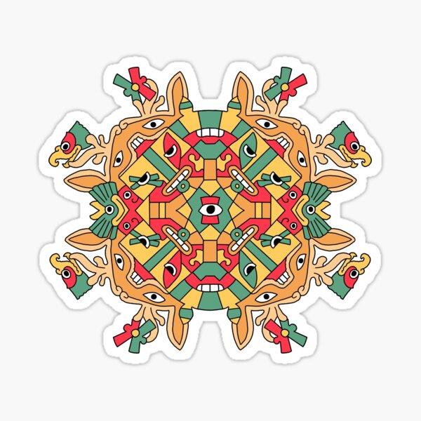 "Aztec codex borgia Xochipilli kaleidoscope (colour)" Sticker for Sale ...