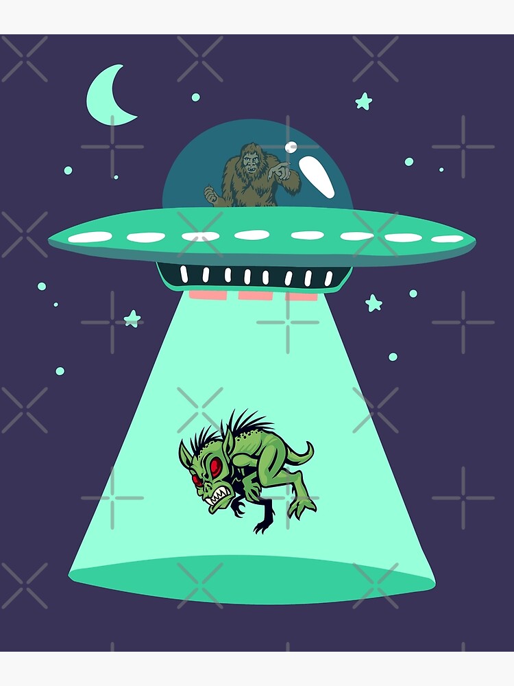 "Bigfoot UFO Funny Alien Abduction Chupacabra Creature Humor" Canvas ...