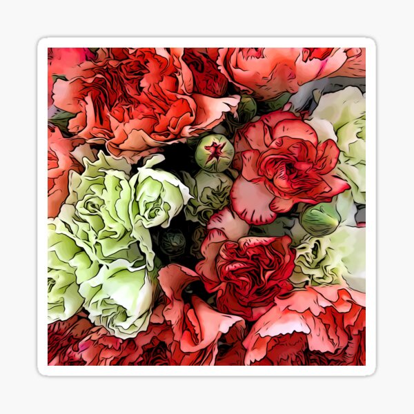 "Carnations " Sticker by Beardeaux | Redbubble