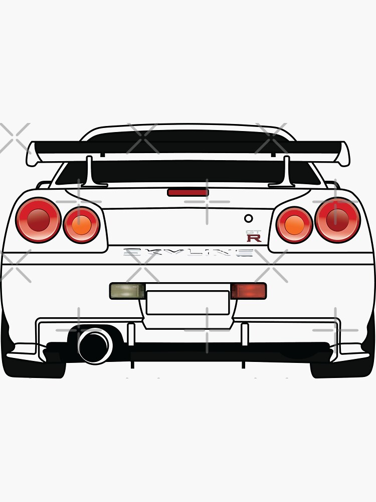 Sticker for Sale avec l'œuvre « Nissan GTR R34 Noir » de l'artiste ...