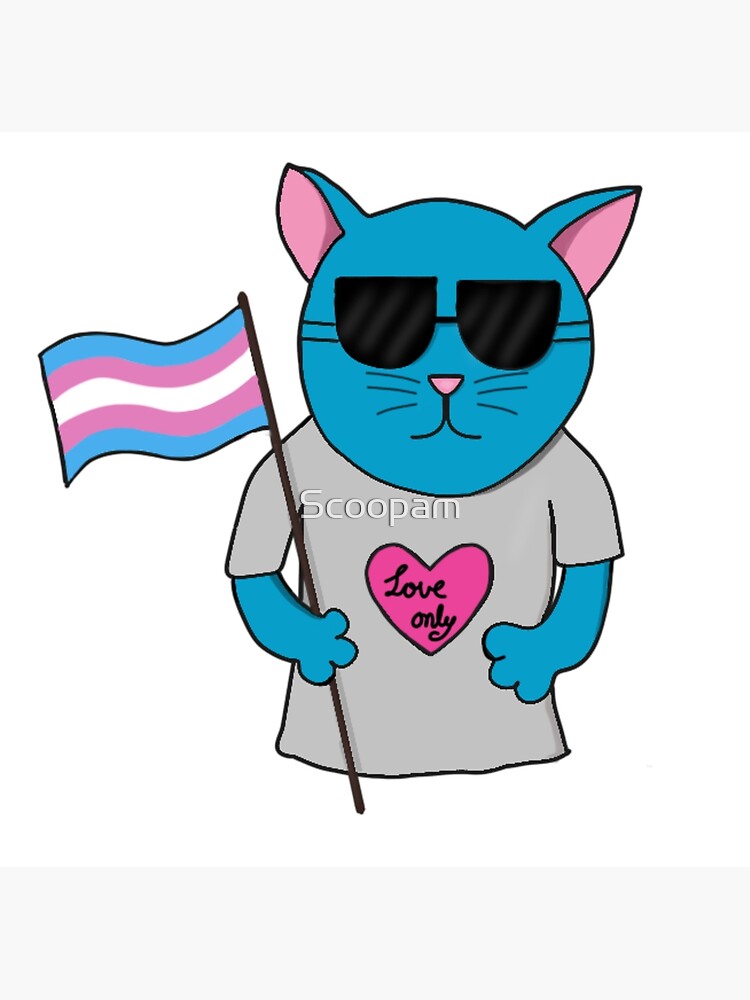 "Transgender cat with trans flag" Poster for Sale by Scoopam | Redbubble