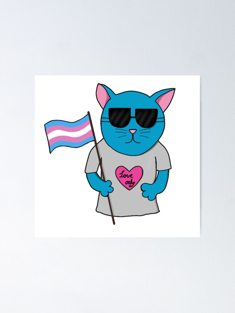 "Transgender cat with trans flag" Poster for Sale by Scoopam | Redbubble