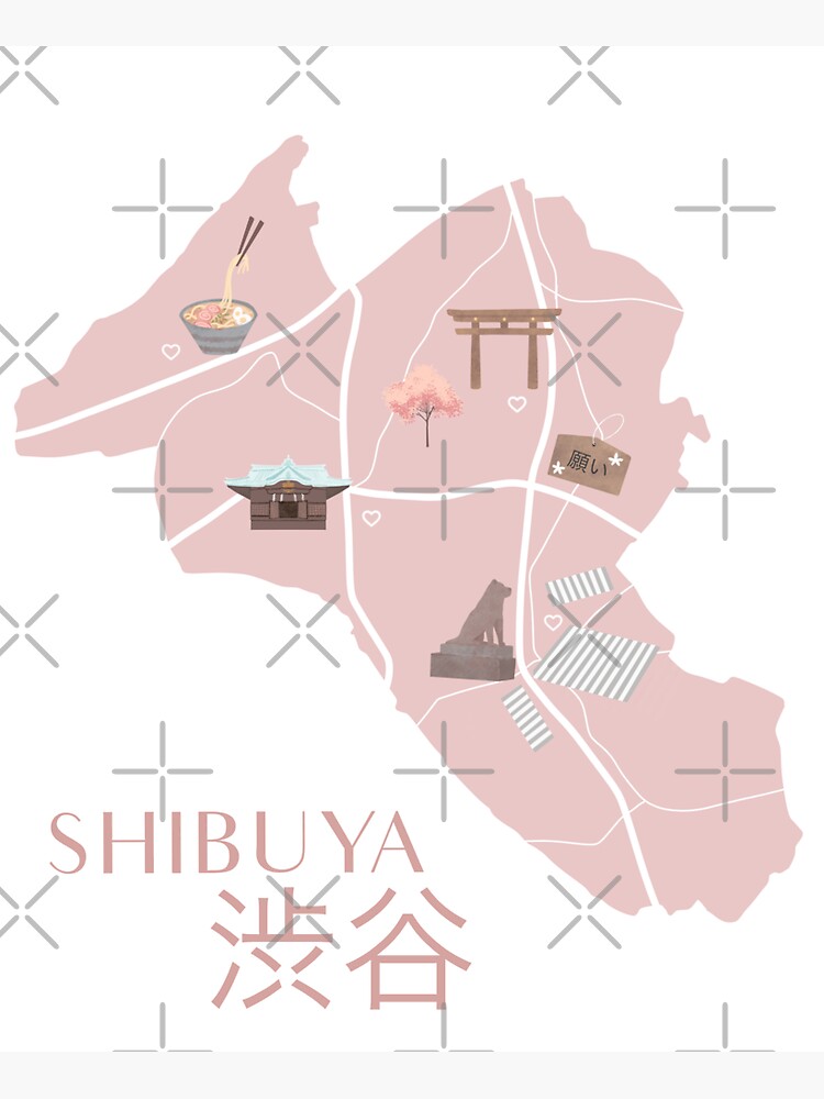 "Shibuya illustrated map" Sticker for Sale by primapixie | Redbubble