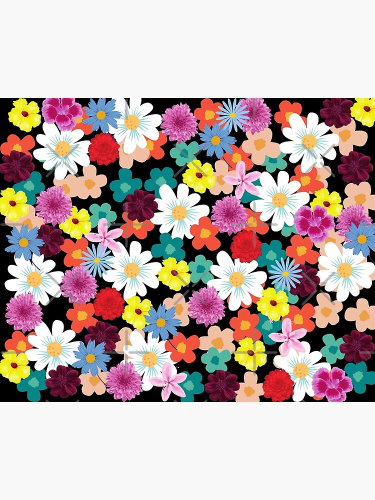 "# 143 - Pattern, Small spring flowers on black background - Kook Art ...