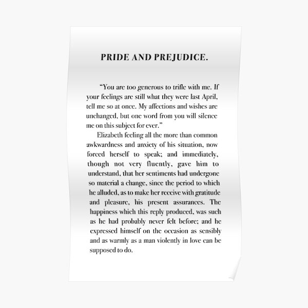 "Pride and Prejudice, Elizabeth Accepts Mr. Darcy’s Proposal" Poster ...