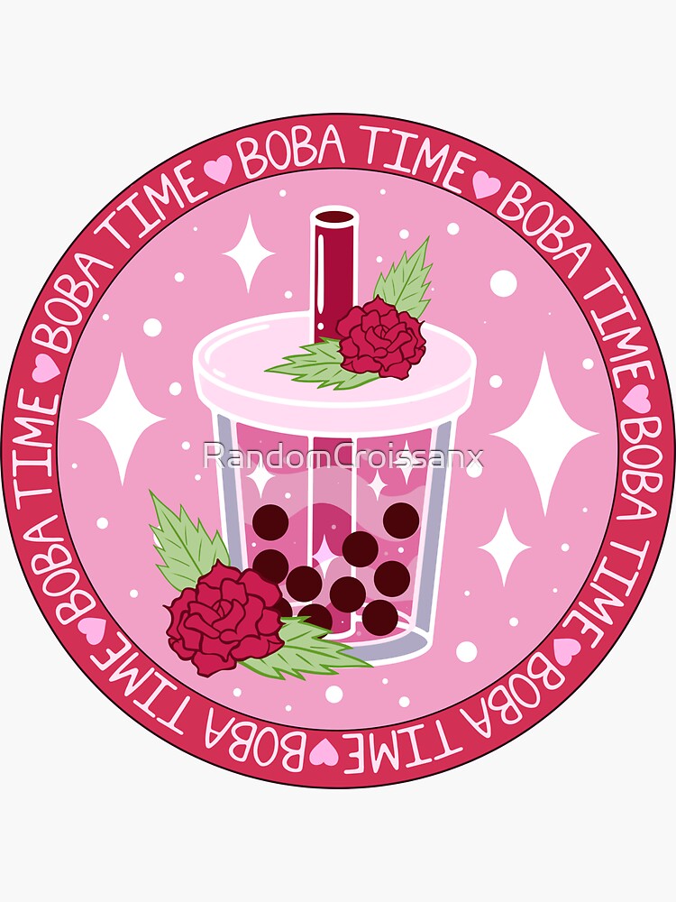 "rose boba " Sticker by RandomCroissanx | Redbubble