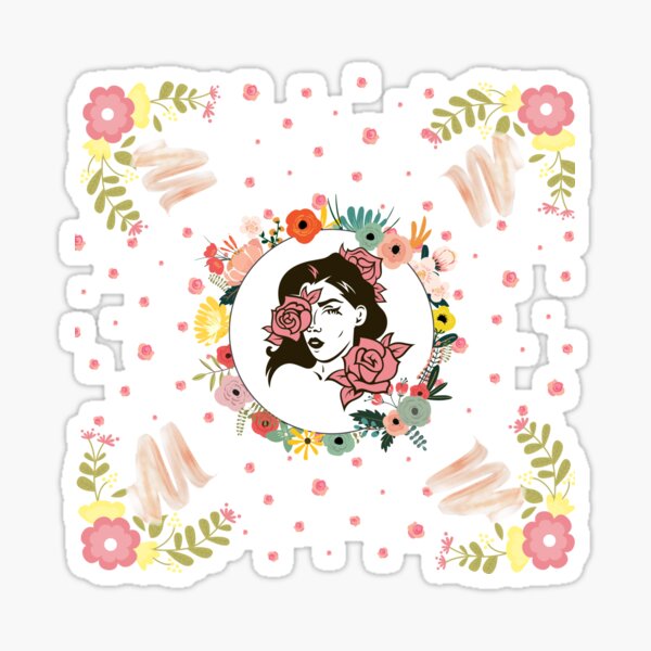 "Pink, Lady Face, Flowery Pattern" Sticker for Sale by 3-Monkeys ...