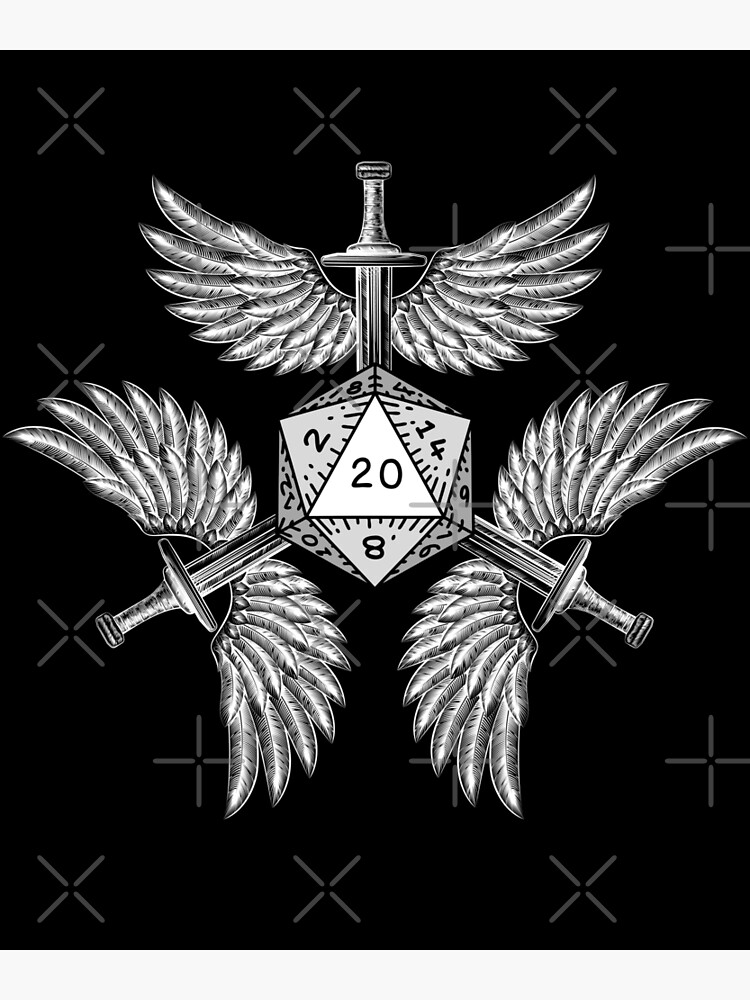 "D20 SWORDS WITH WINGS" Poster by NiceSign | Redbubble