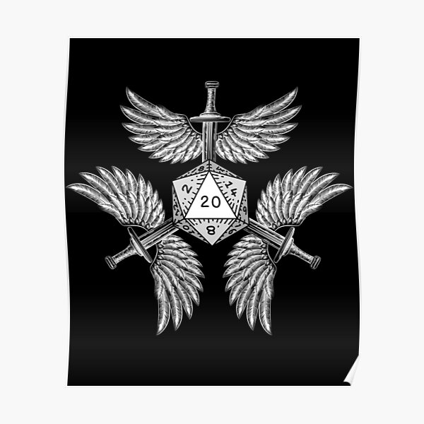 "D20 SWORDS WITH WINGS" Poster by NiceSign | Redbubble