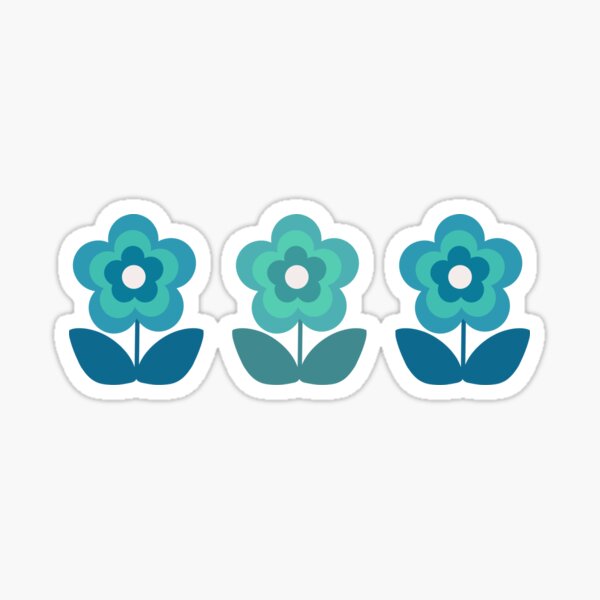 "Blue and Green MCM Flower" Sticker for Sale by Orchyd | Redbubble