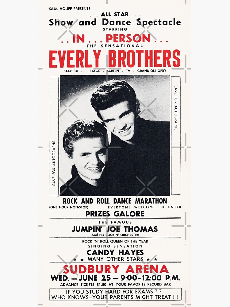 "The Everly Brothers. Vintage rock and roll concert poster." Poster for ...
