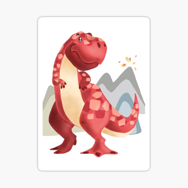 "Friendly T-Rex in red" Sticker for Sale by PICTALOO | Redbubble
