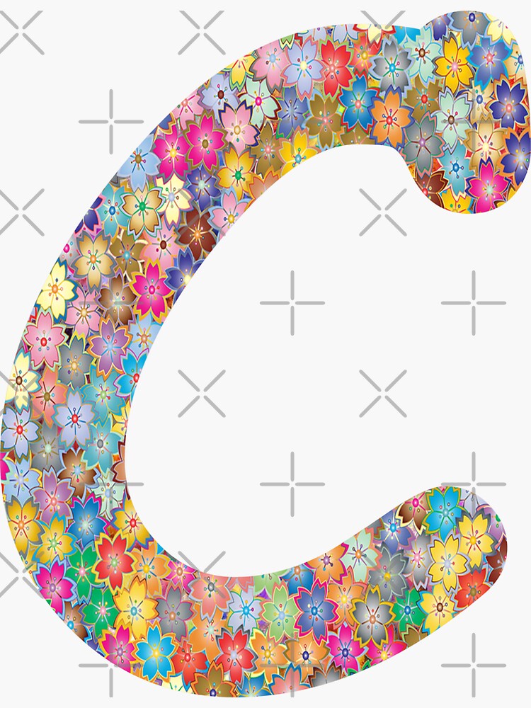 "Letter C Capital Alphabet Colorful Flowers Funny C Gift" Sticker for ...