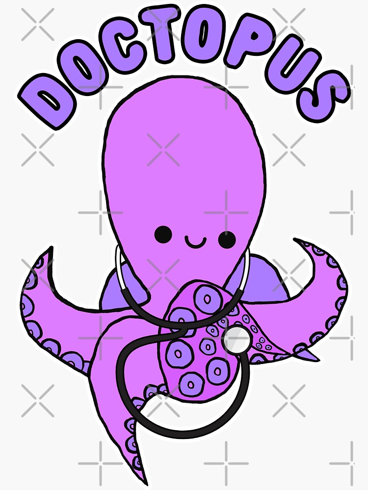 "Doctopus - Kawaii Octopus with Stethoscope Funny Doctor Gift" Sticker for Sale by MarOlv ...